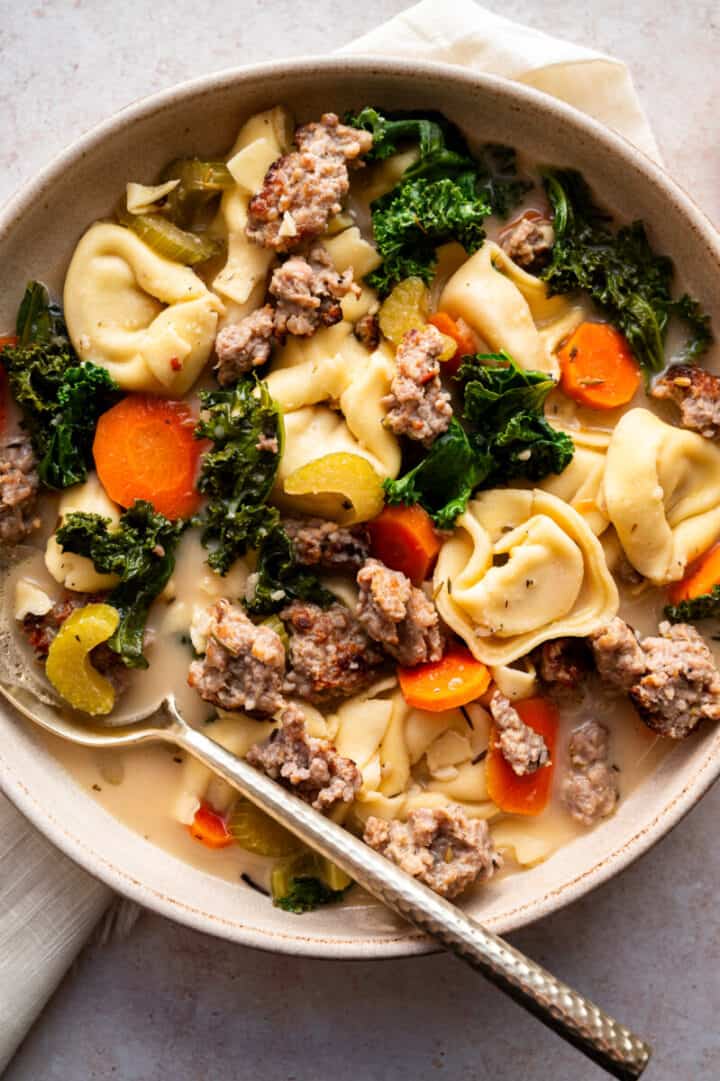Crockpot Sausage Tortellini Soup - Tasting With Tina
