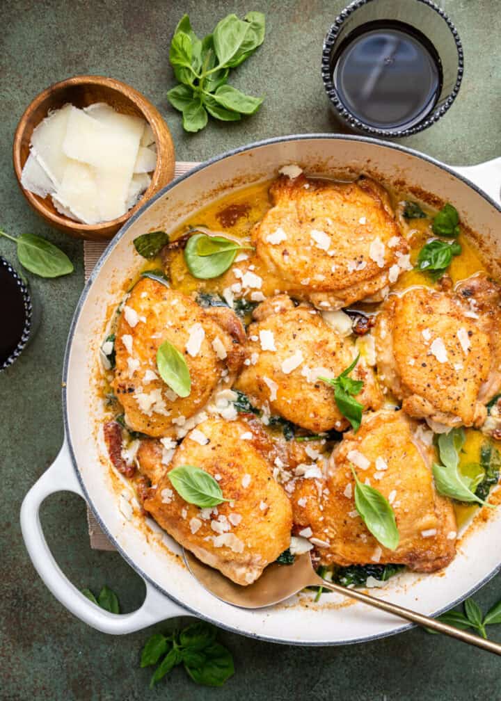 The Best Tuscan Chicken Thighs Recipe - Tasting With Tina