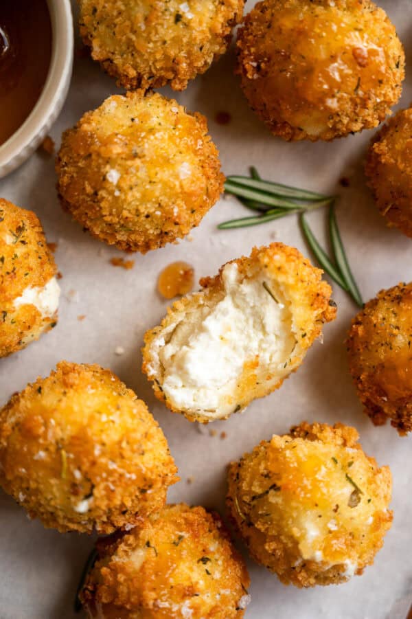 Easy Crispy Goat Cheese Balls with Honey - Tasting With Tina
