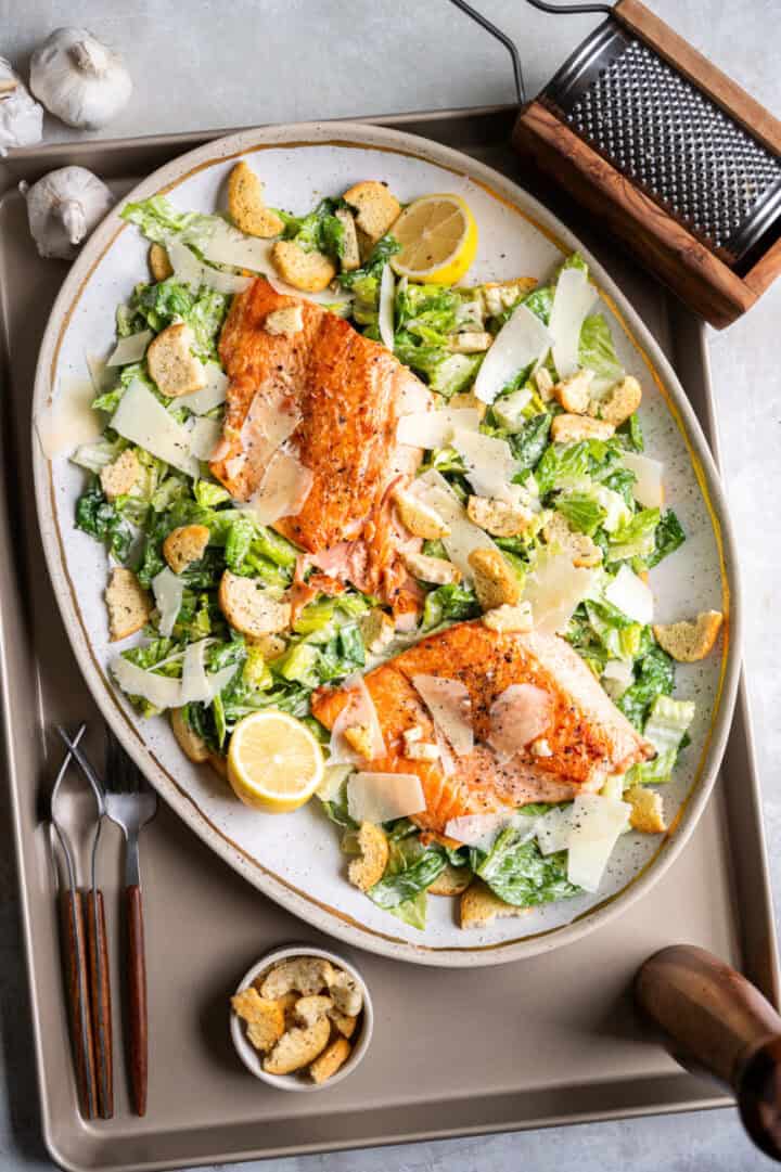The Best Salmon Caesar Salad Recipe - Tasting With Tina