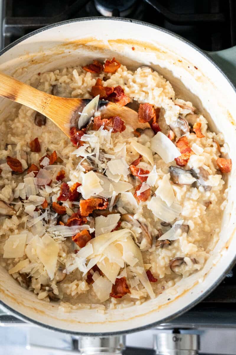 Easy One-Pot Bacon and Mushroom Risotto Recipe - Tasting With Tina